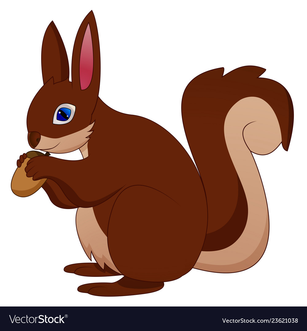 Cartoon Funny Squirrel Holding Pine Cone Vector Image