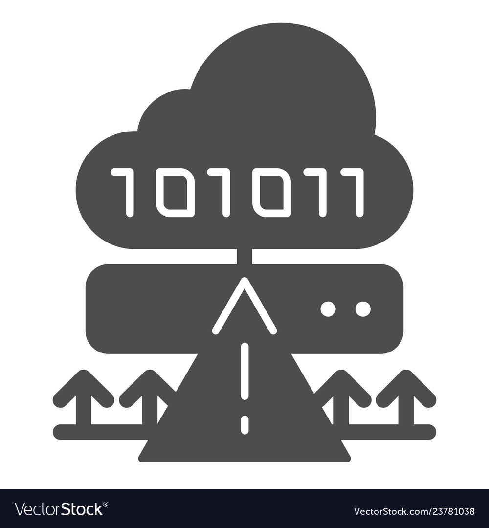 Cloud cyber attack solid icon ddos server hack Vector Image