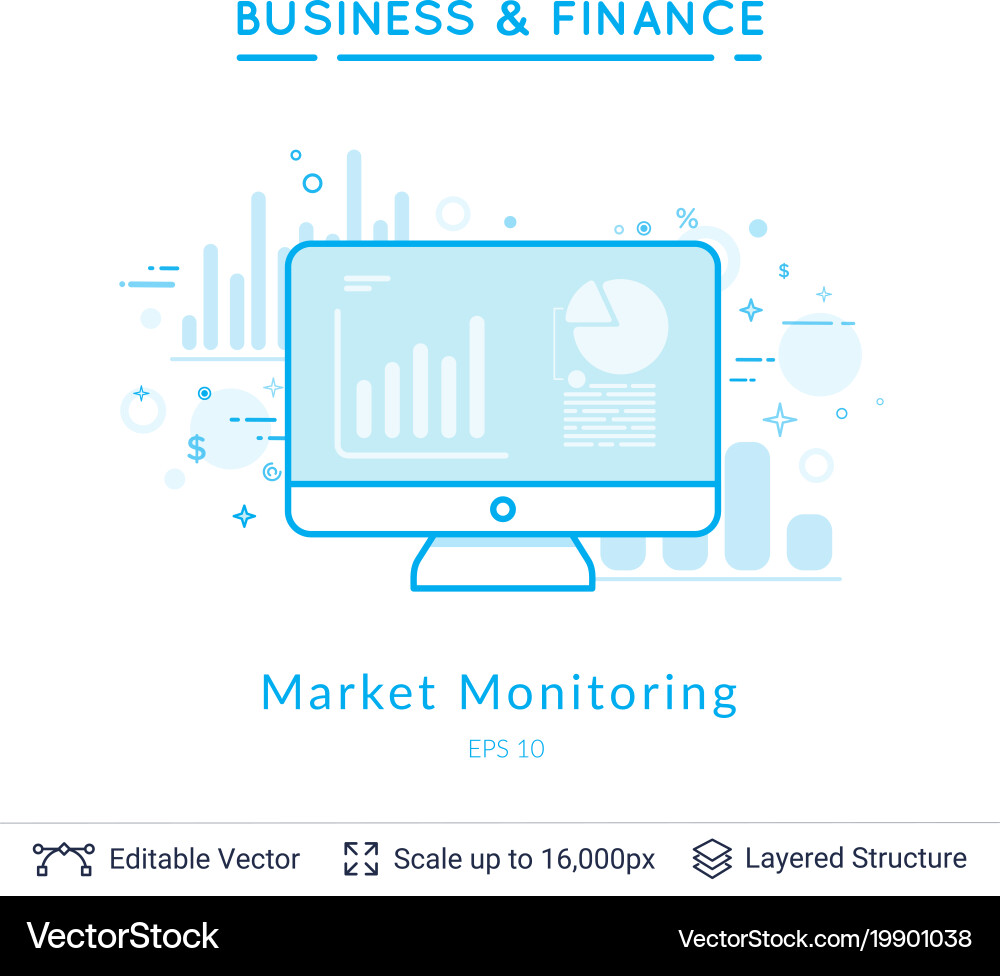 Computer monitoring symbol on white Royalty Free Vector