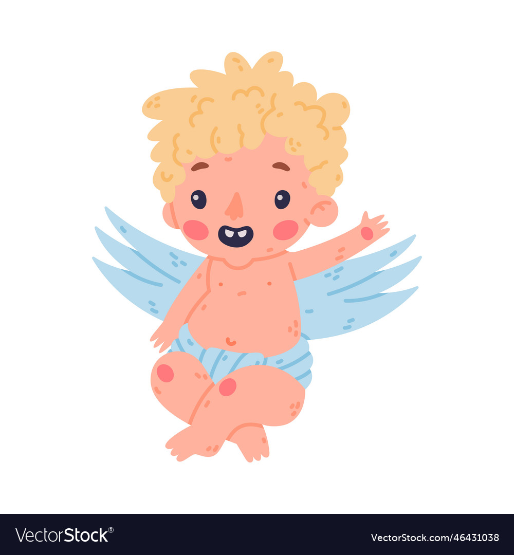 Cute baby cupid blond little boy angel with wings Vector Image