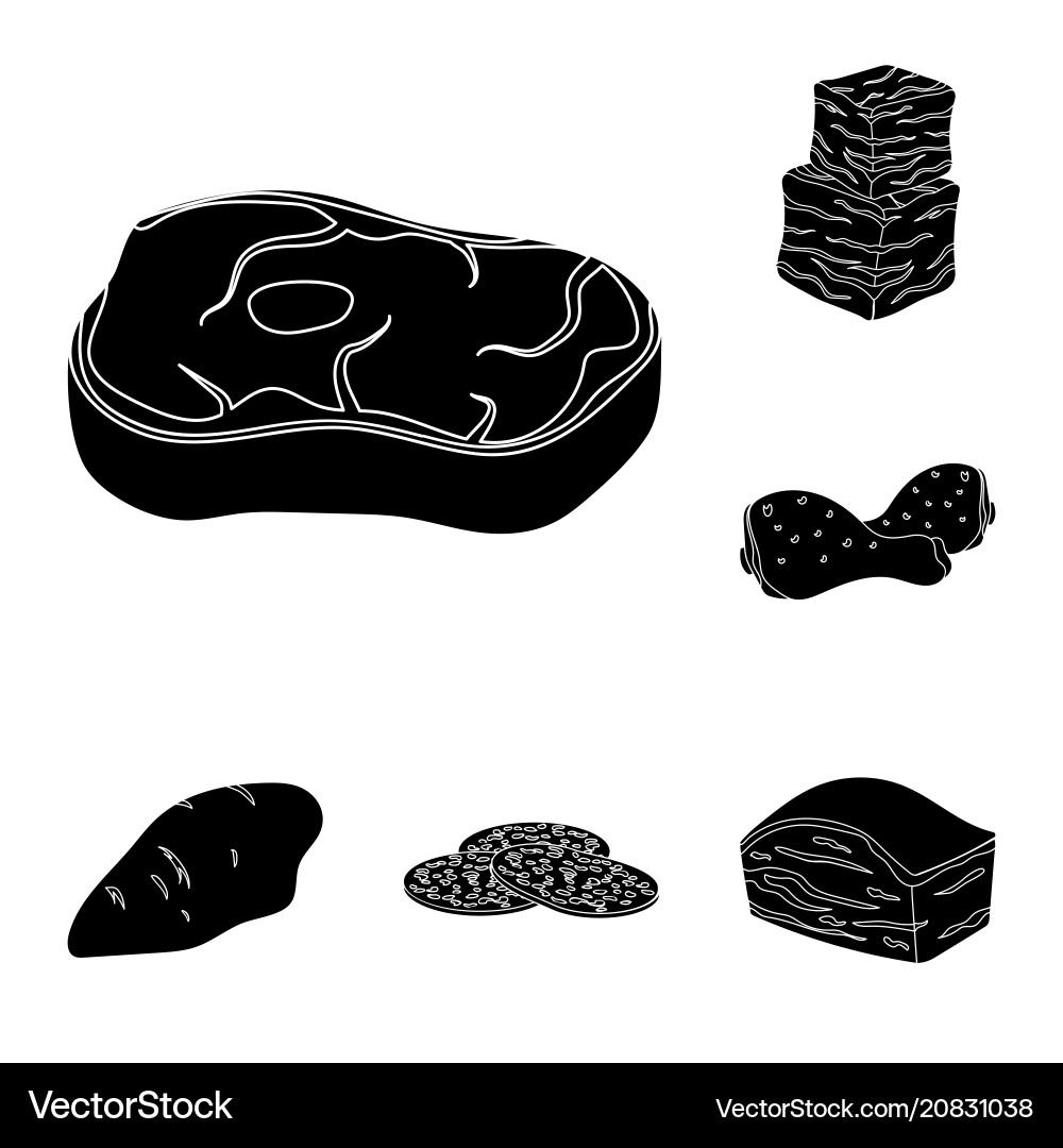 Different meat black icons in set collection Vector Image