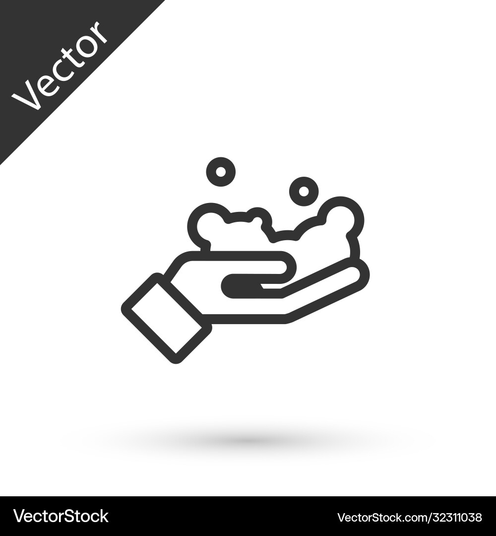 Grey line washing hands with soap icon isolated Vector Image