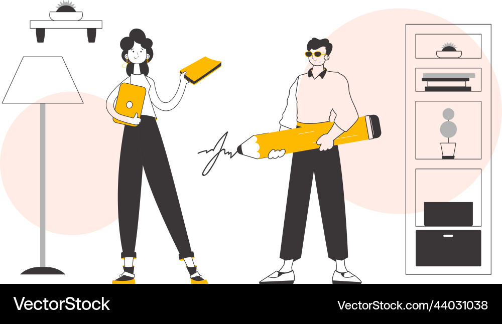 Hr team lineart minimalistic style Royalty Free Vector Image