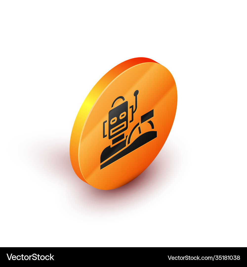 Isometric robot humanoid driving a car icon Vector Image