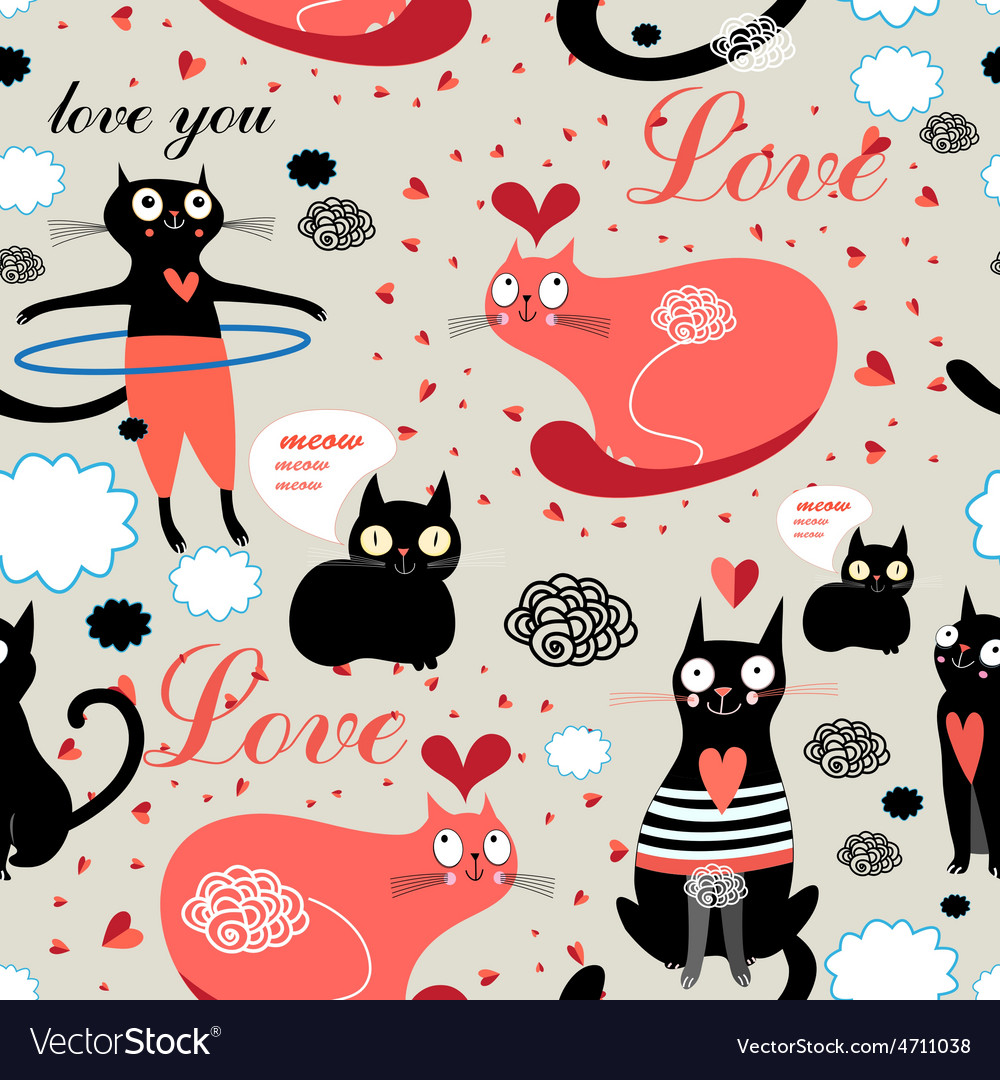 Pattern lovers cats Royalty Free Vector Image - VectorStock