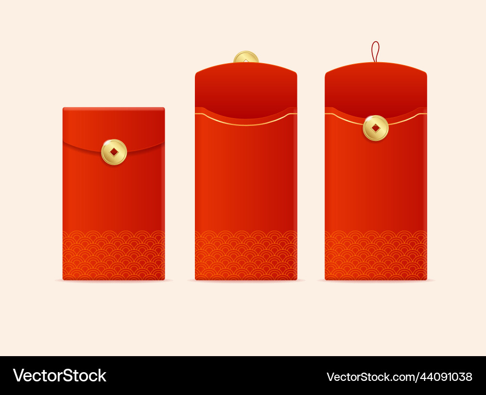 Realistic detailed 3d chinese red packet Vector Image