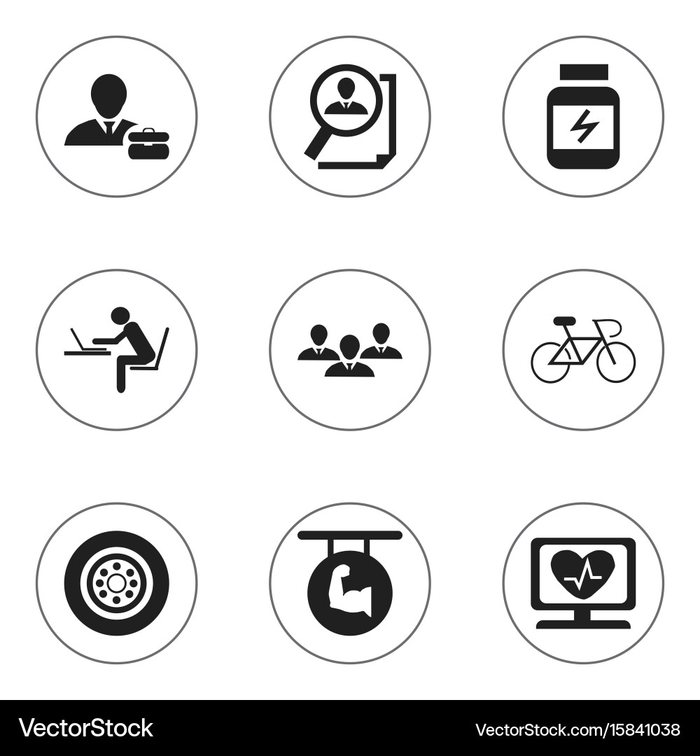 Set of 9 editable complex icons includes symbols Vector Image