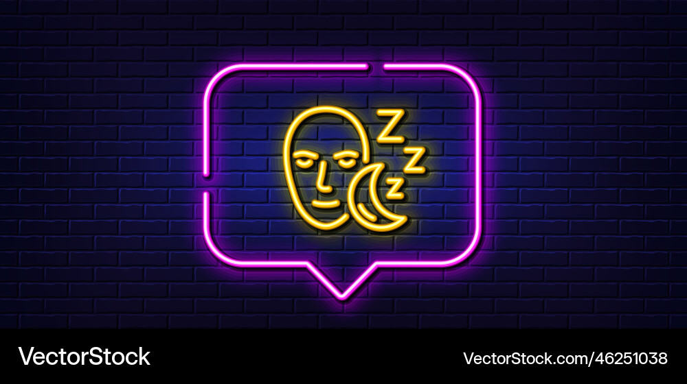 Sleep line icon night rest sign neon light Vector Image