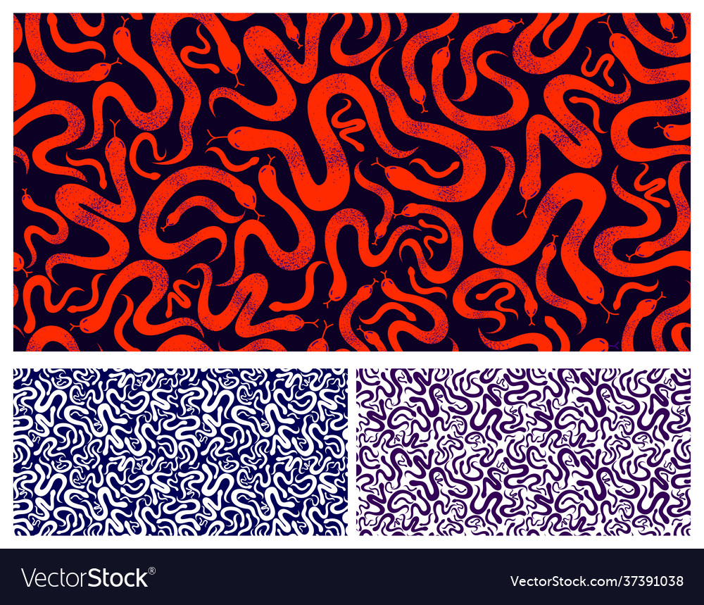 Snakes seamless textile set background with a lot Vector Image