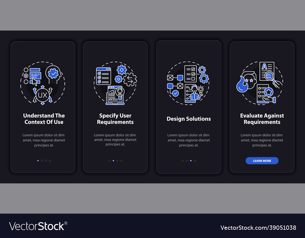 User-centered work onboarding mobile app page Vector Image