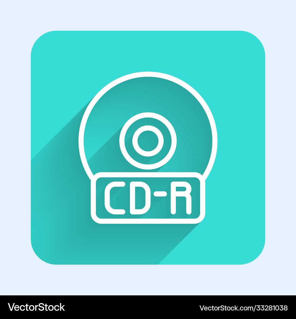 White line cd or dvd disk icon isolated with long Vector Image