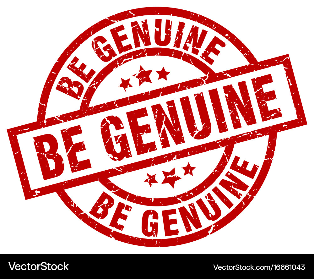 Be genuine round red grunge stamp Royalty Free Vector Image