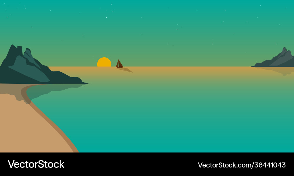 Beautiful sea sunset view from beach design Vector Image