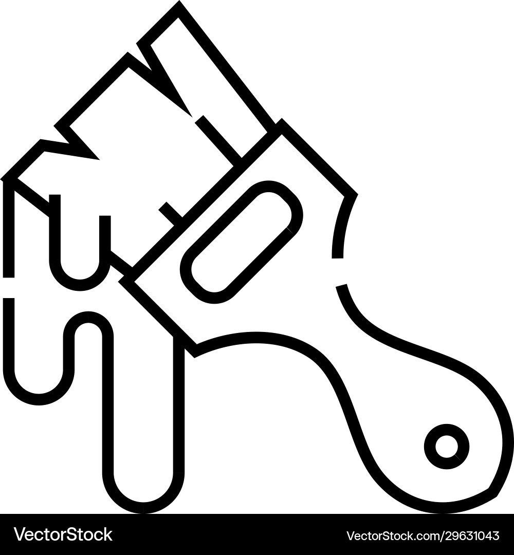 Brush line icon concept sign outline Royalty Free Vector