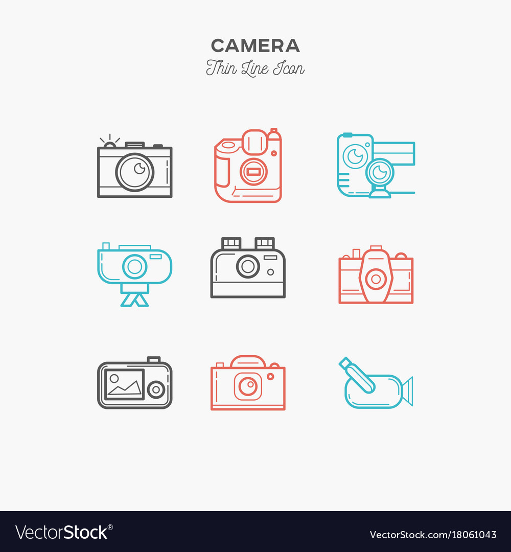 Camera video and more thin line color Royalty Free Vector Camera video and more thin line color Royalty Free Vector
