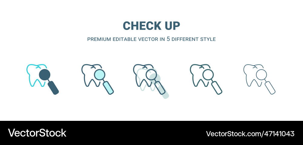 Check up icon in 5 different style outline filled Vector Image