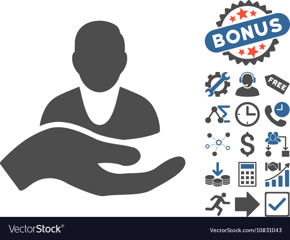 Client care hand flat icon with bonus Royalty Free Vector Client care hand flat icon with bonus Royalty Free Vector