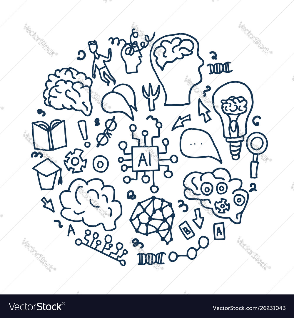 Cognitive science concept set elements Royalty Free Vector