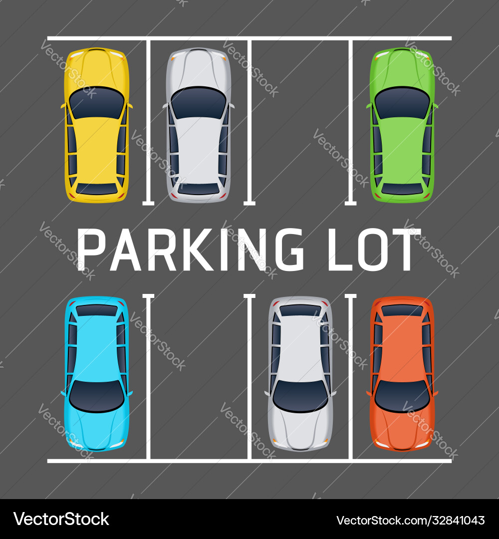 Colorful parking lot - top view Royalty Free Vector Image