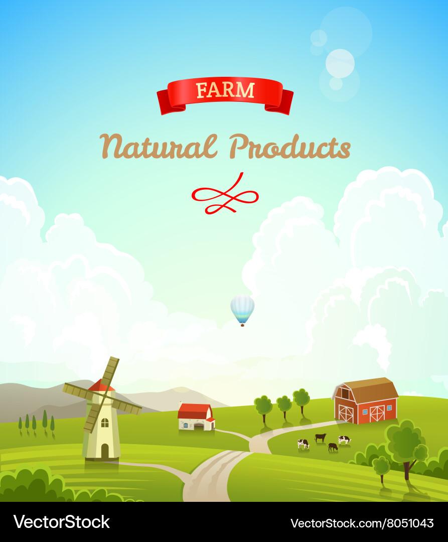 Farm rural landscape background Royalty Free Vector Image