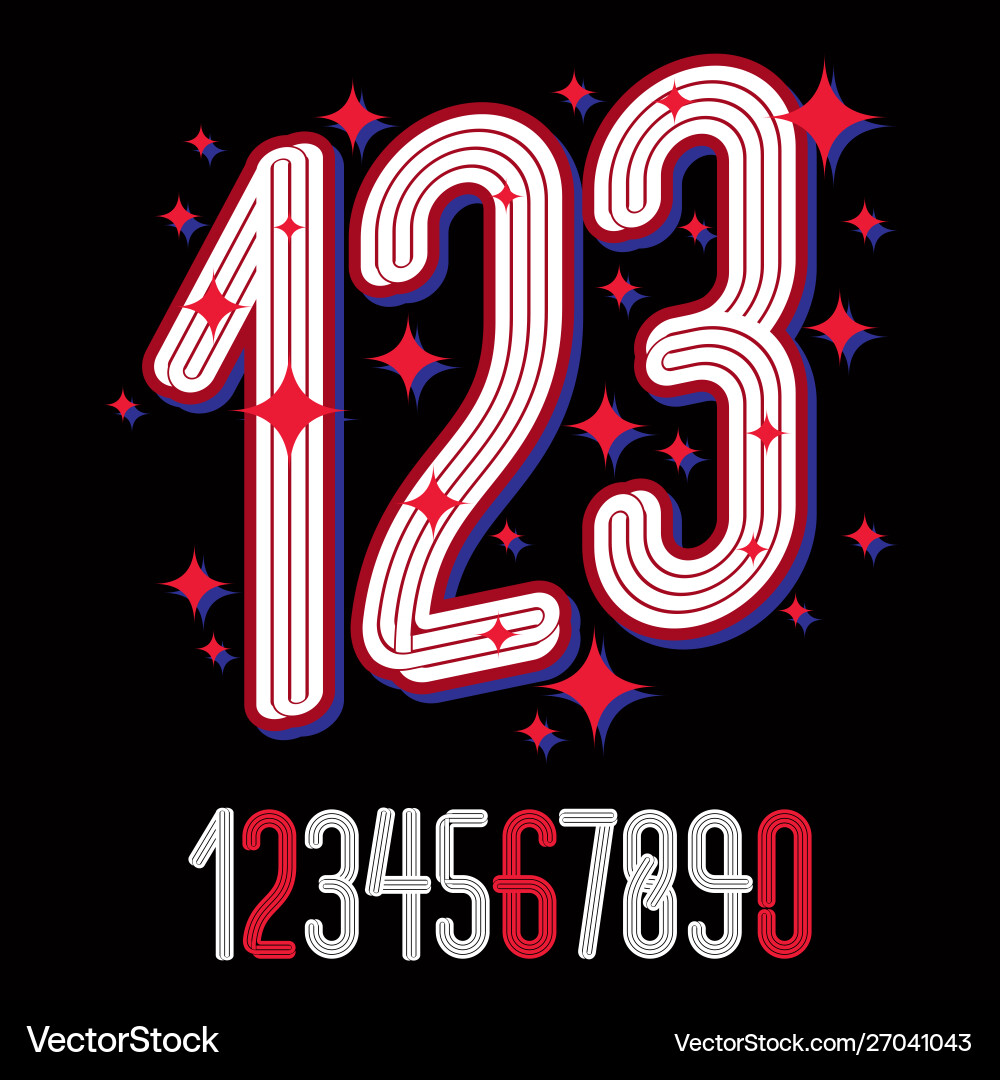 Funky tall condensed numbers collection Royalty Free Vector