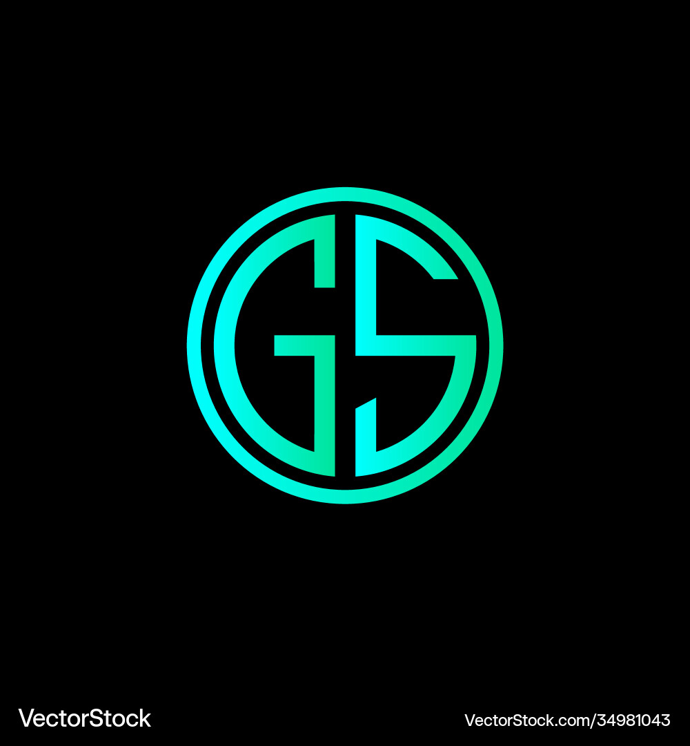 Gs monogram letter icon design on black Royalty Free Vector