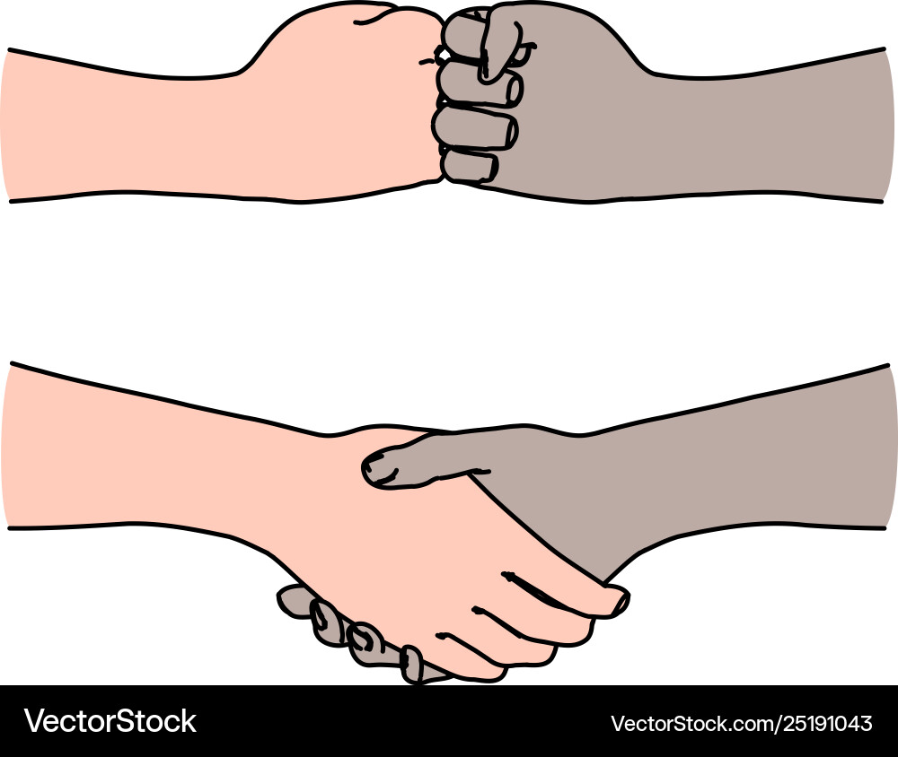 Human hands as handshake - agreement and greeting Vector Image