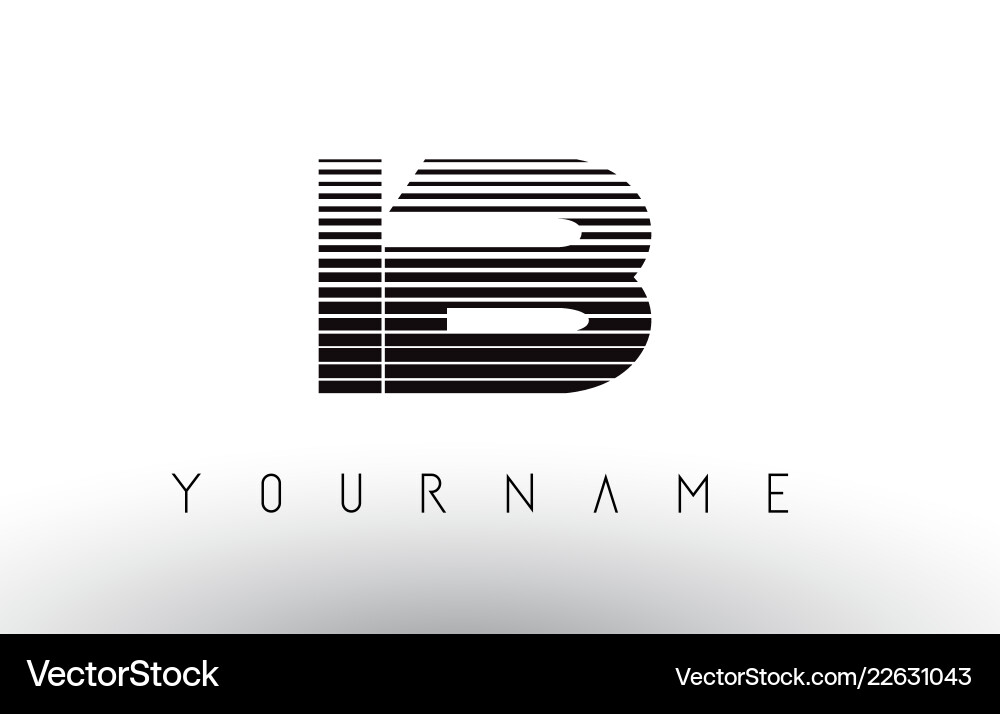 Ib i b black and white horizontal stripes letter Vector Image
