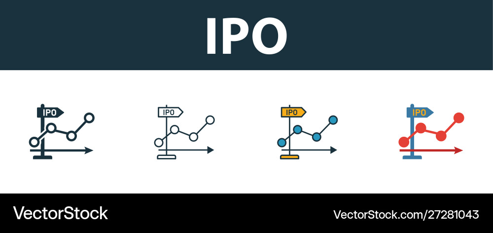 Ipo icon set premium symbol in different styles Vector Image