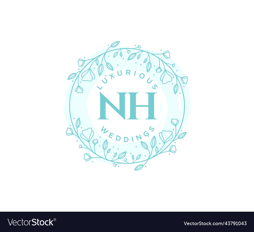 Nh initials letter wedding monogram logos Vector Image