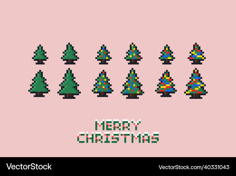 Pixel art holiday set of Royalty Free Vector Image
