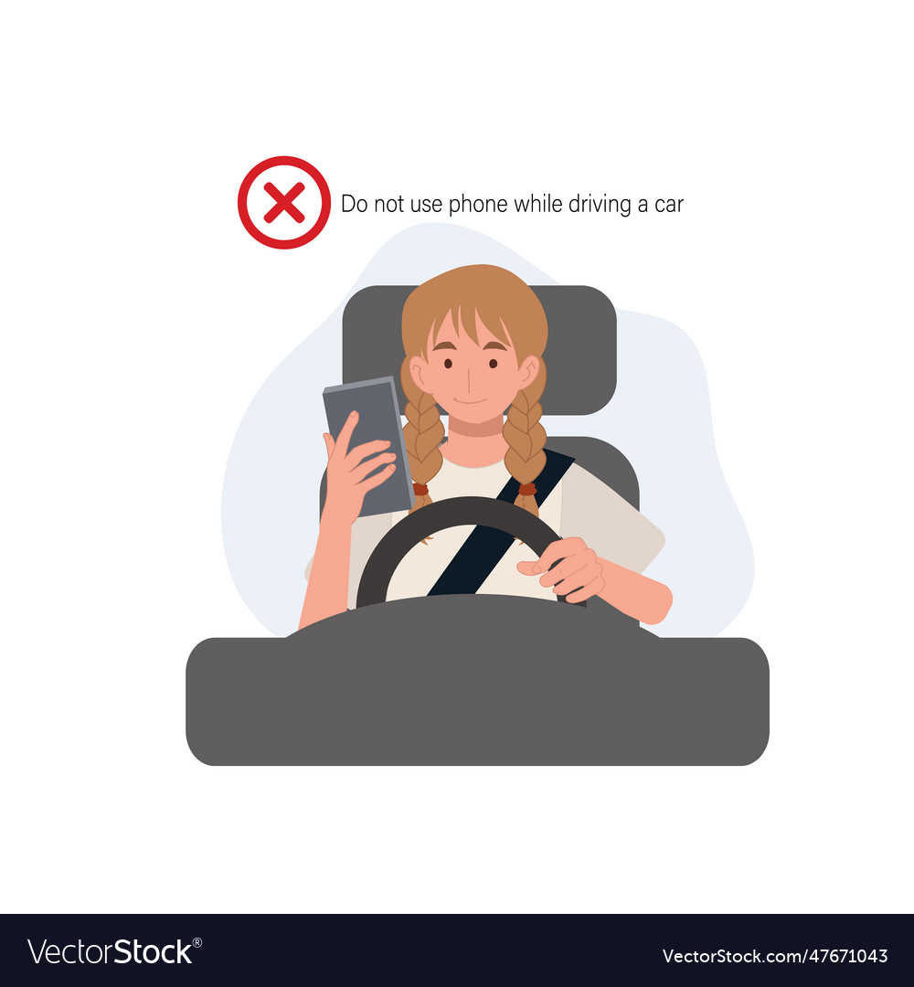 Safety driving rules concept phone while driving Vector Image