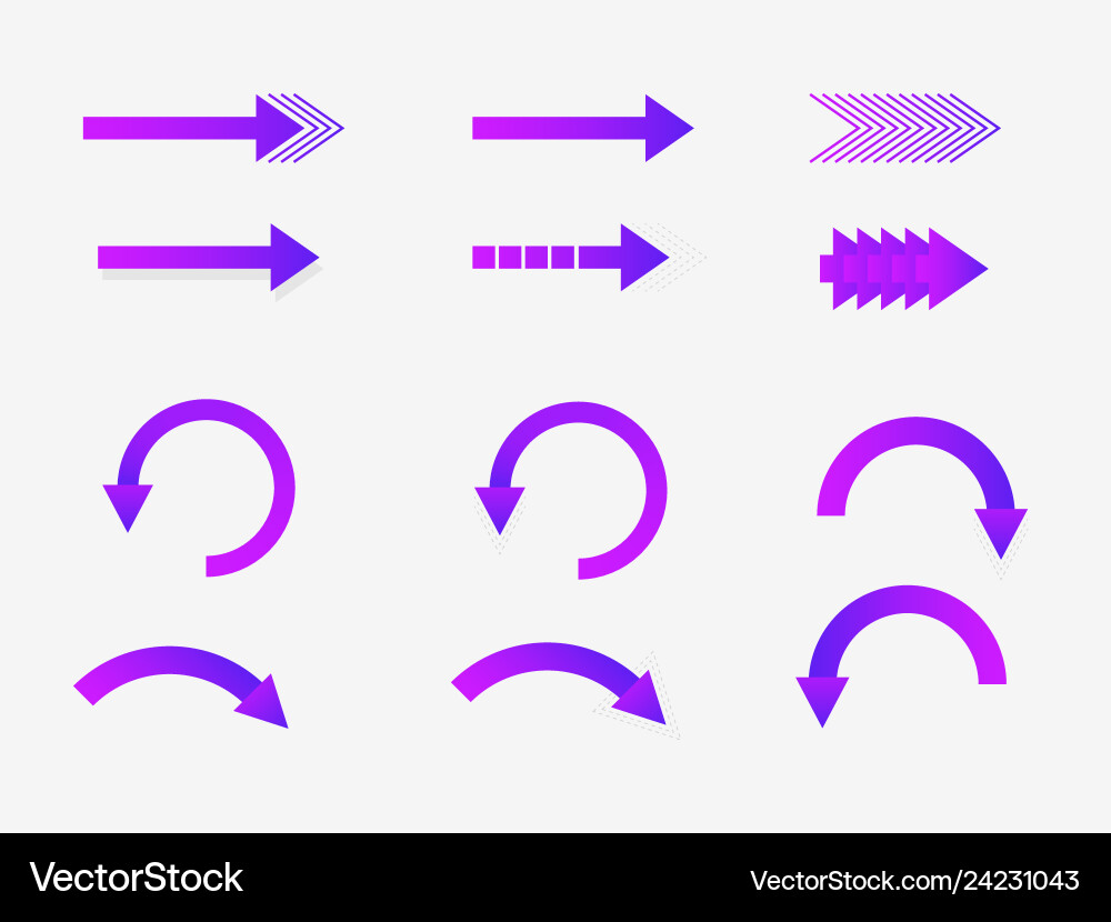 Set of neon direct arrows Royalty Free Vector Image