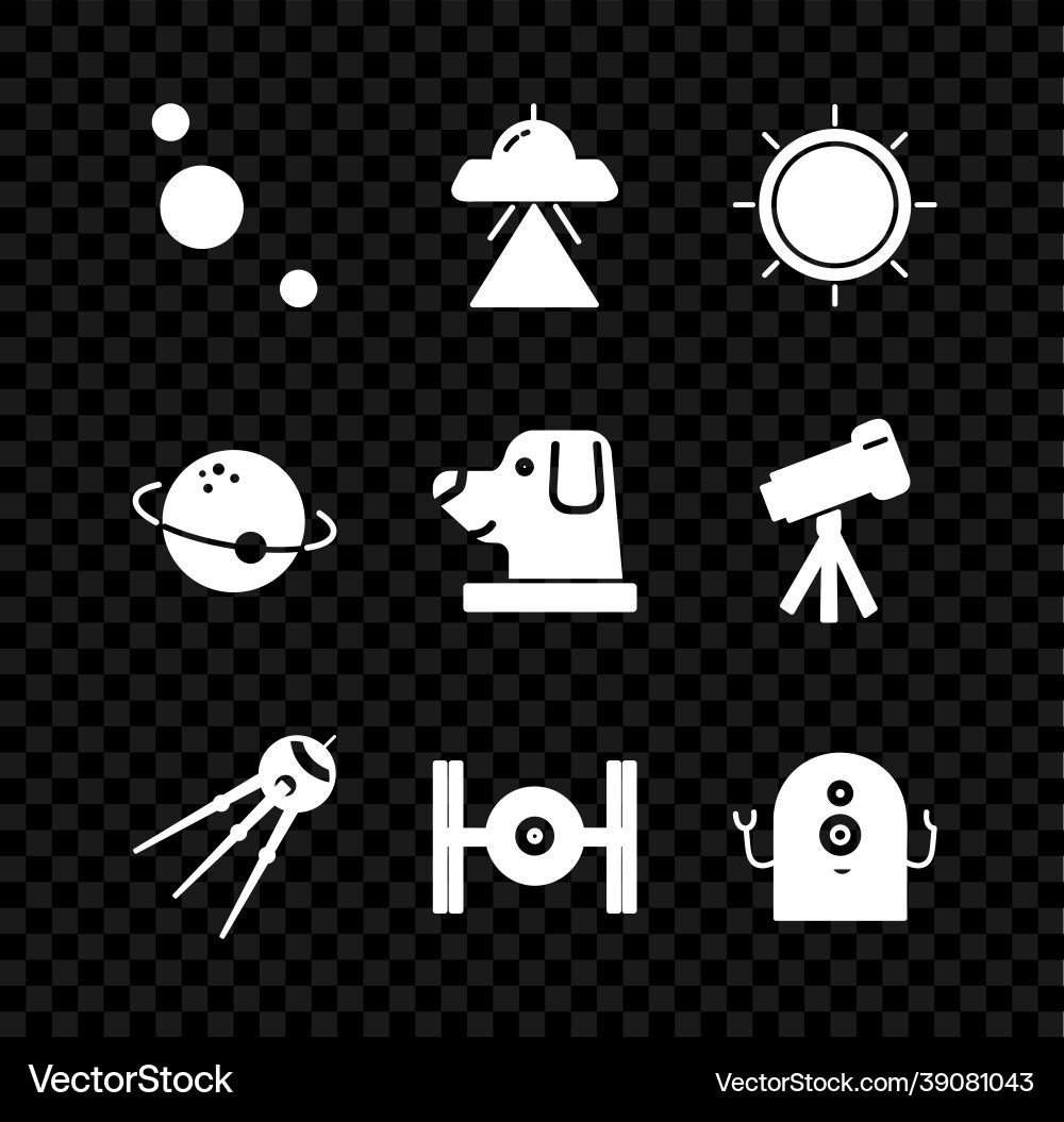 Set solar system ufo flying spaceship sun Vector Image