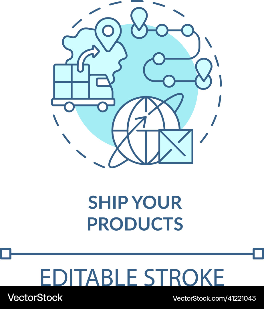 Ship your products turquoise concept icon Vector Image