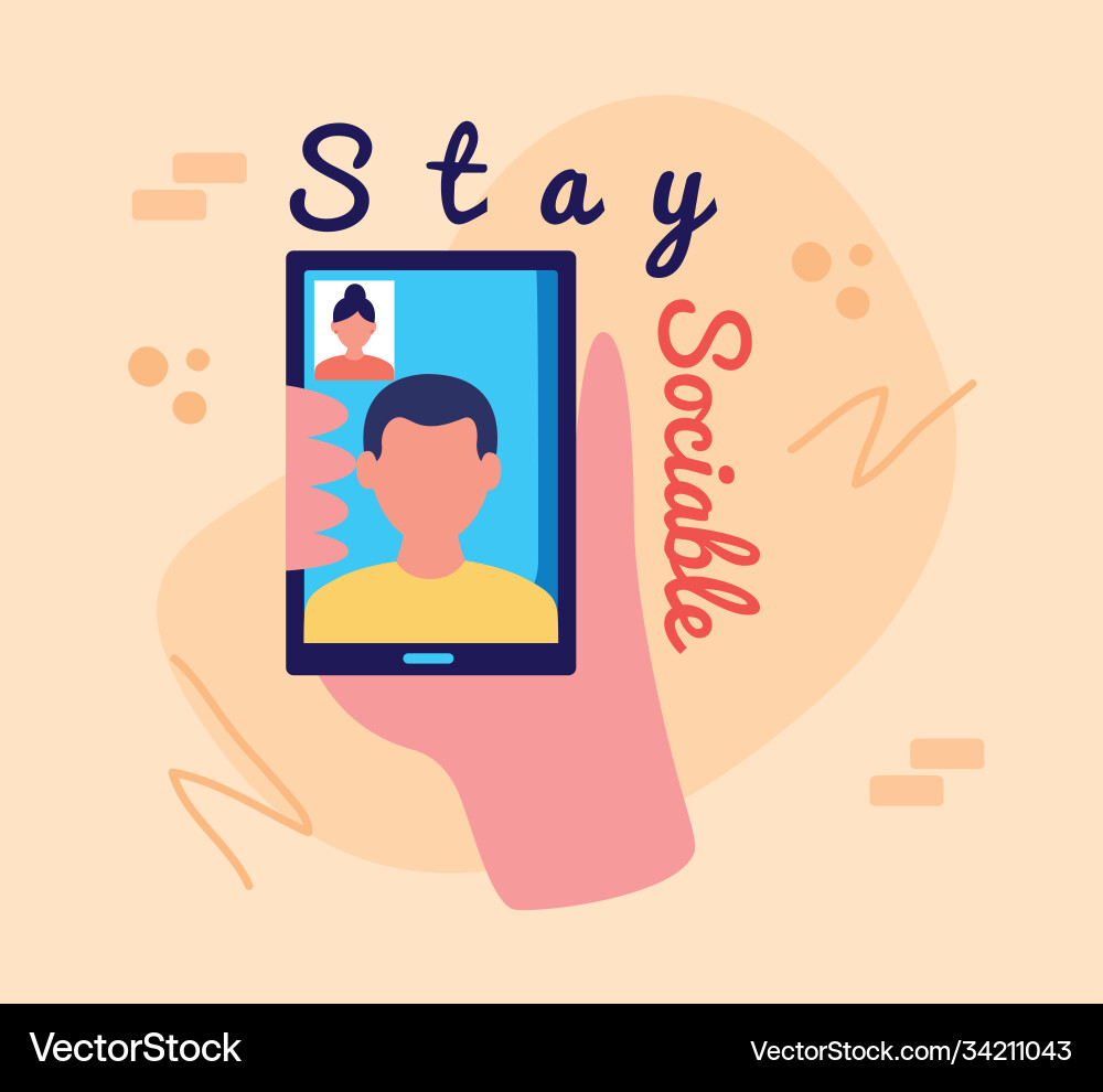 Stay safe campaign lettering with communication Vector Image