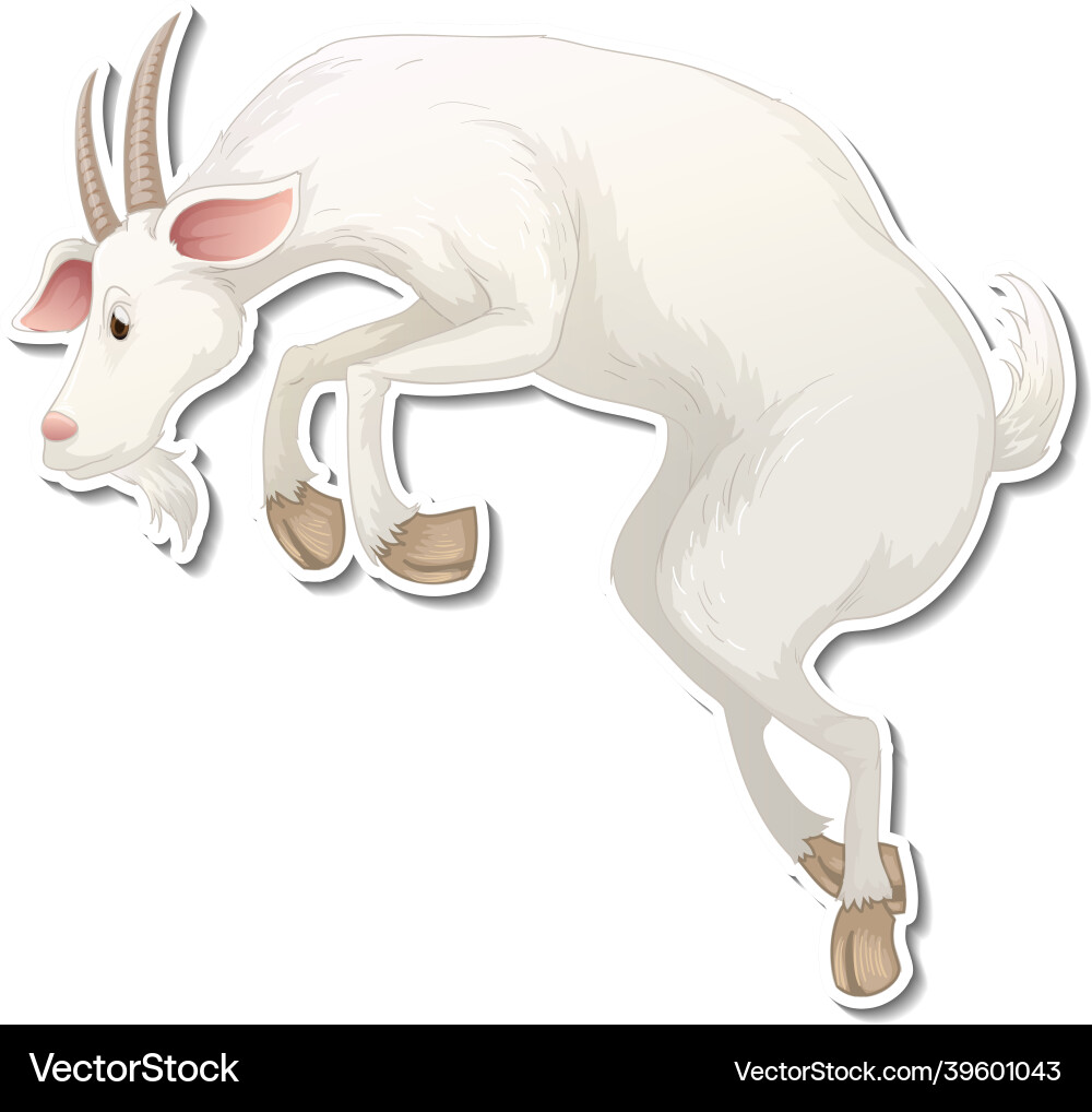Sticker design with a goat in jumping pose Vector Image