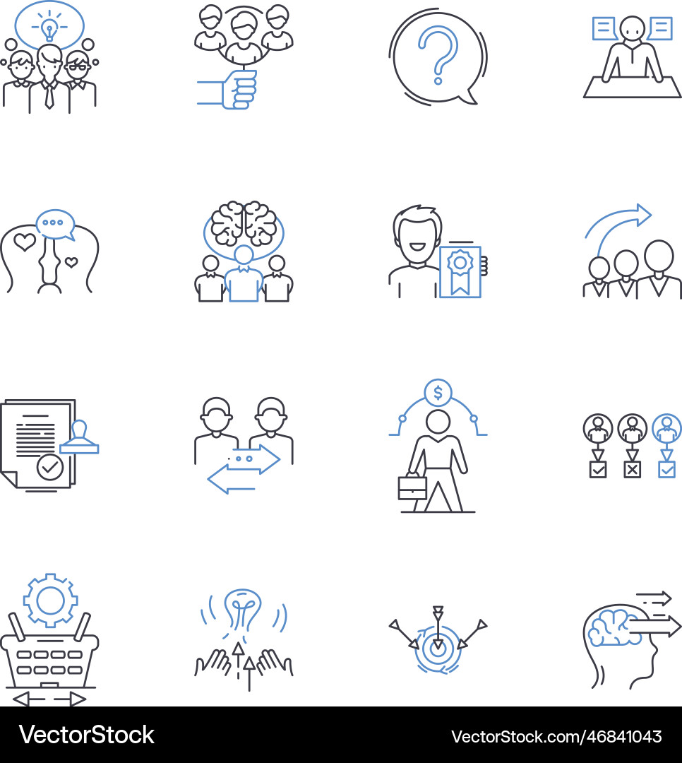Syndication crew line icons collection teamwork Vector Image