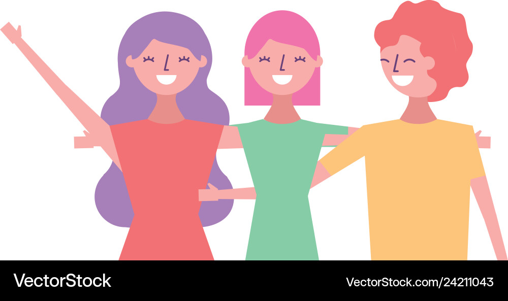 Three Friends Hugging