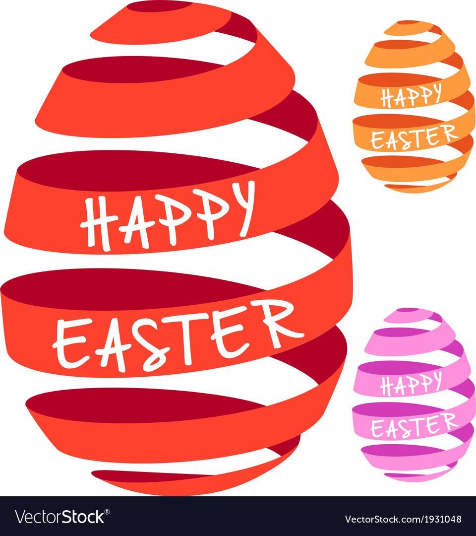 3d ribbon easter eggs Royalty Free Vector Image