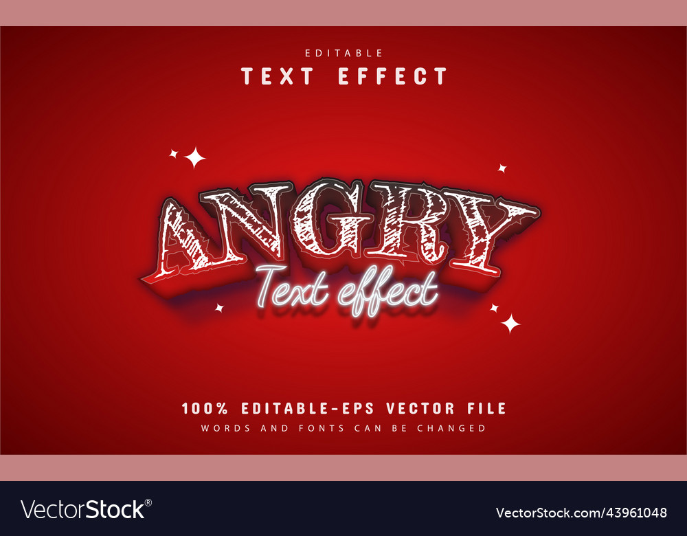 Angry 3d red gradient style text effect Royalty Free Vector