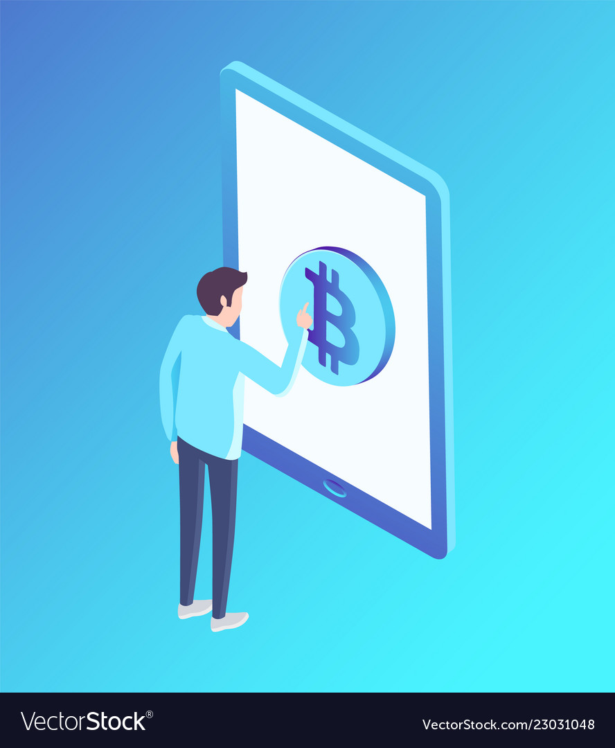 Bitcoin rounded shape screen Royalty Free Vector Image