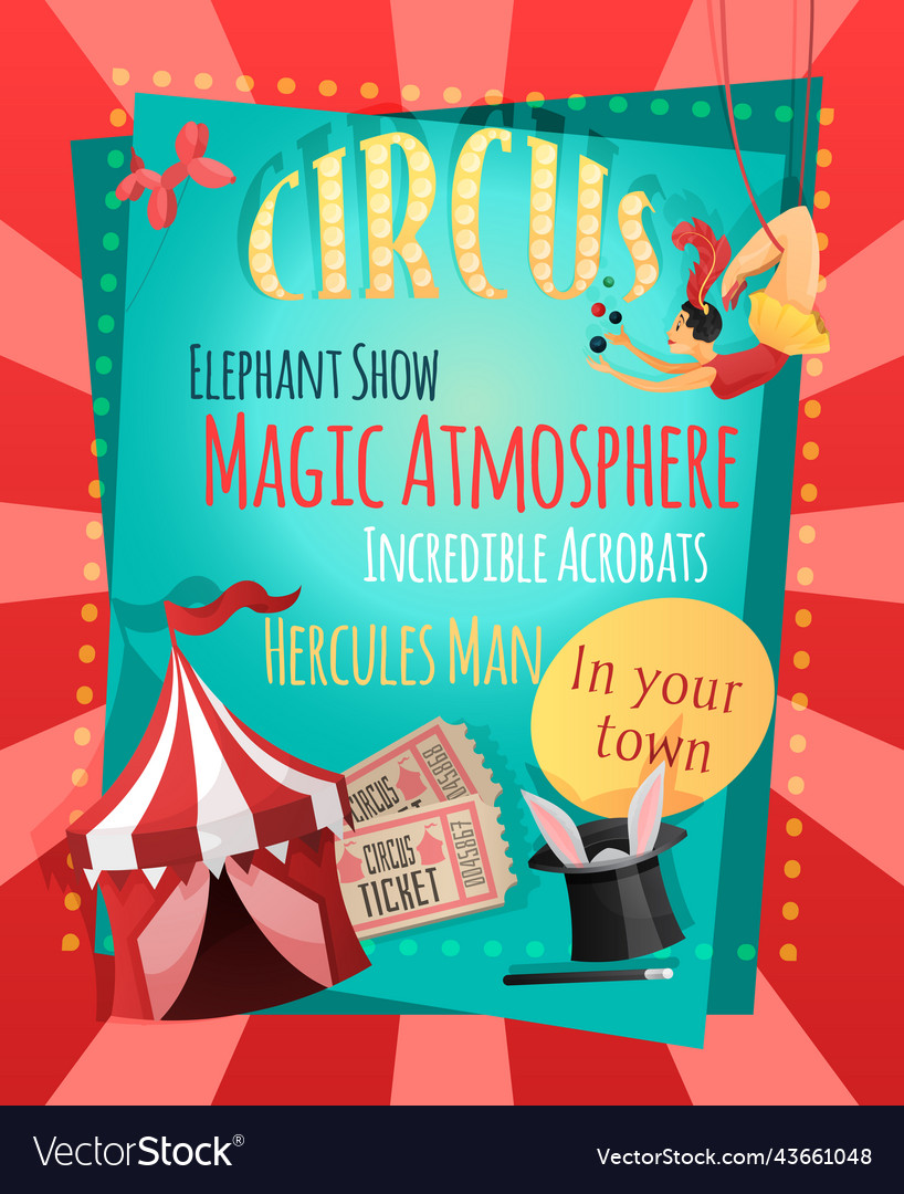 Circus retro poster Royalty Free Vector Image - VectorStock