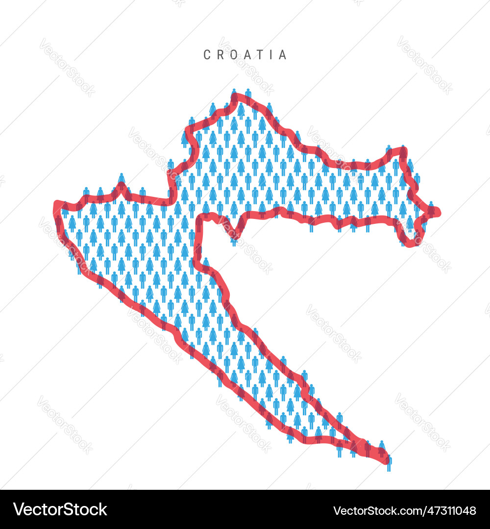 Croatia population map stick figures croatian Vector Image