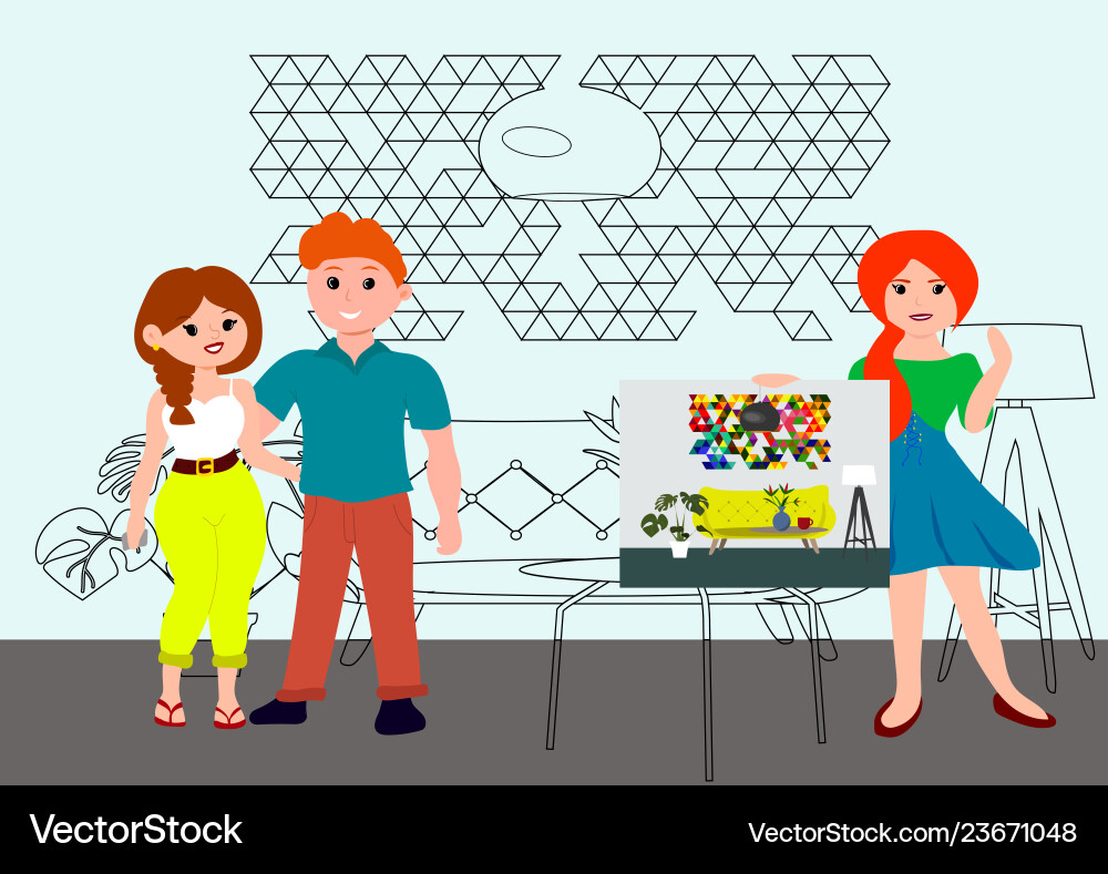 Designer of clothes in studio Royalty Free Vector Image