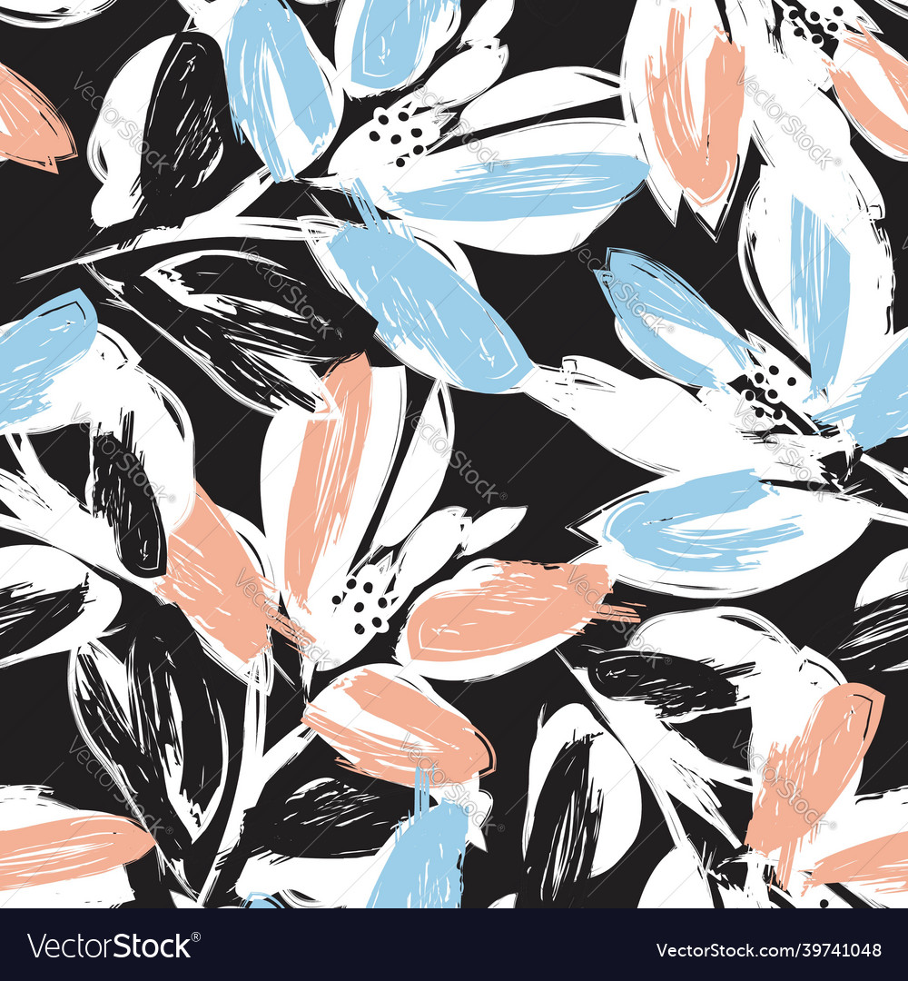 Floral brush strokes seamless pattern background Vector Image