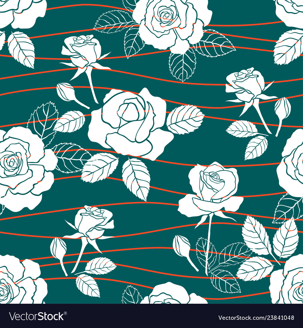 Garden roses summer seamless pattern Royalty Free Vector