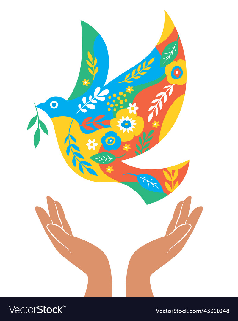 Hands releasing peace dove Royalty Free Vector Image Hands releasing peace dove Royalty Free Vector Image
