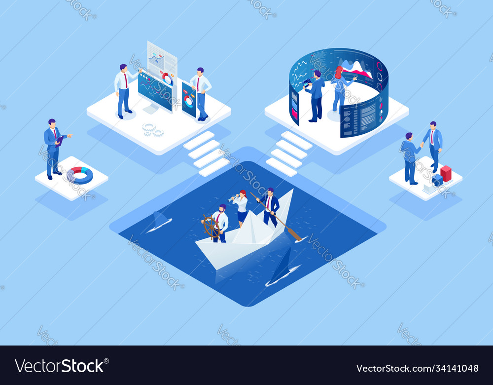 Isometric concept business analysis analytics Vector Image