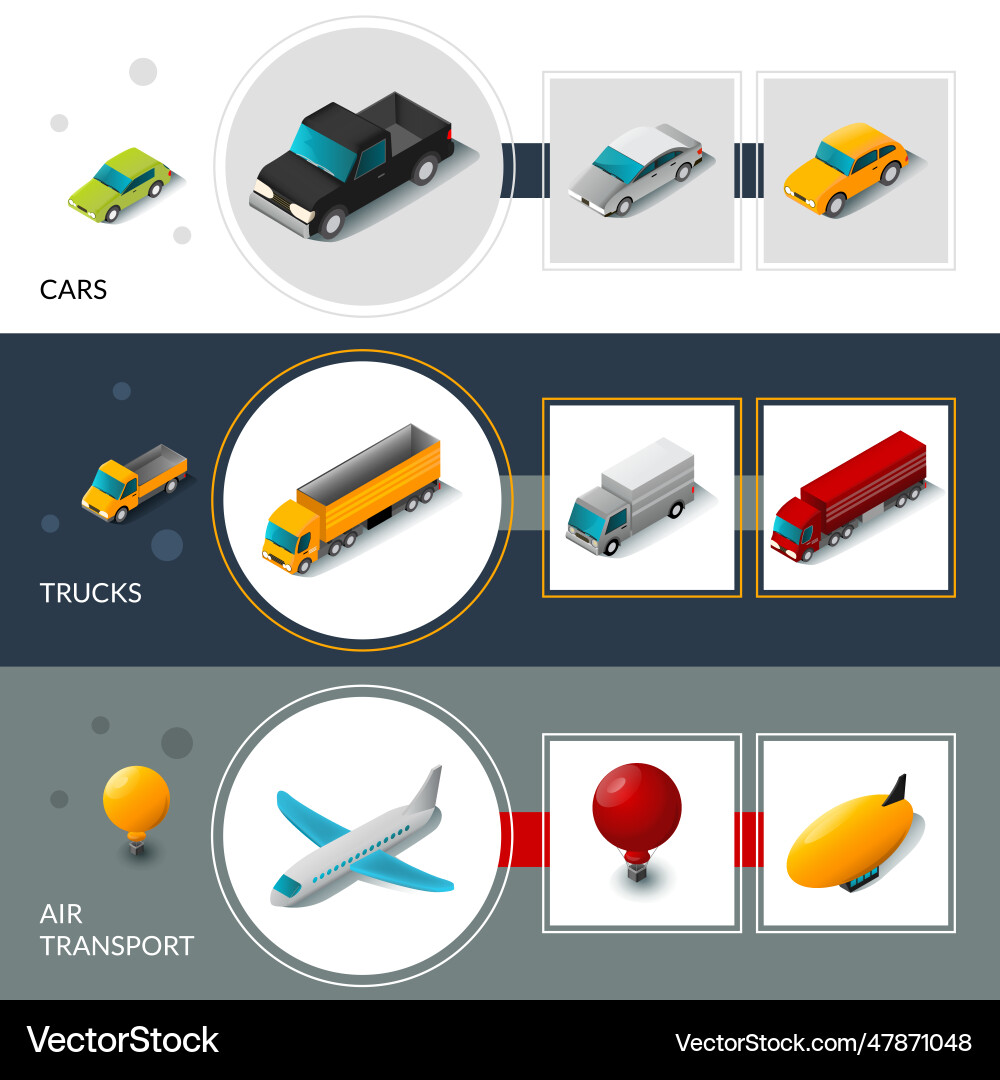 Isometric transport banners isometric transport Vector Image